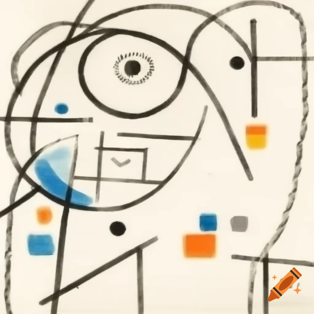 Abstract line drawing of a laughing face with geometric curves in ...