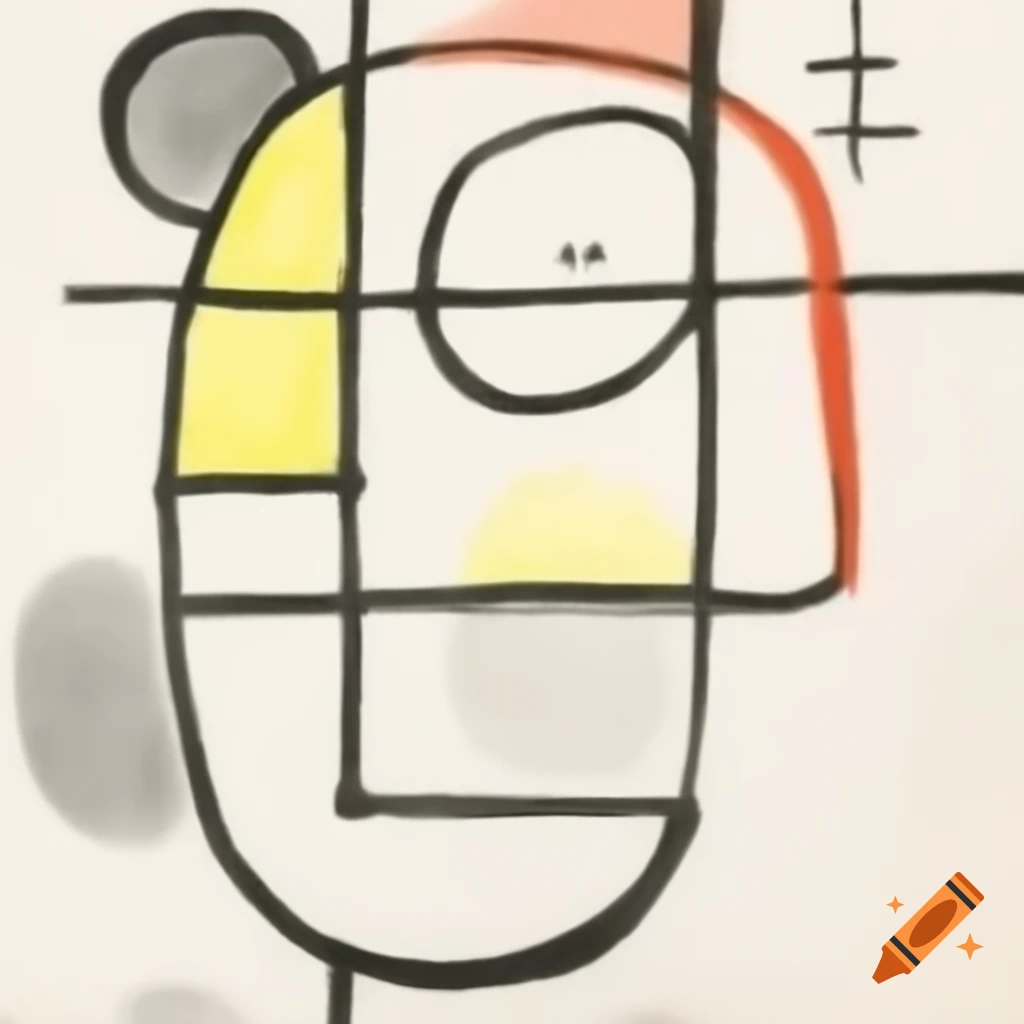 Abstract line drawing of a laughing face with geometric curves in ...