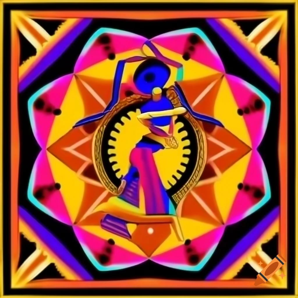 Minimalist geometric design of Bharatnatyam dancer with vibrant colors ...