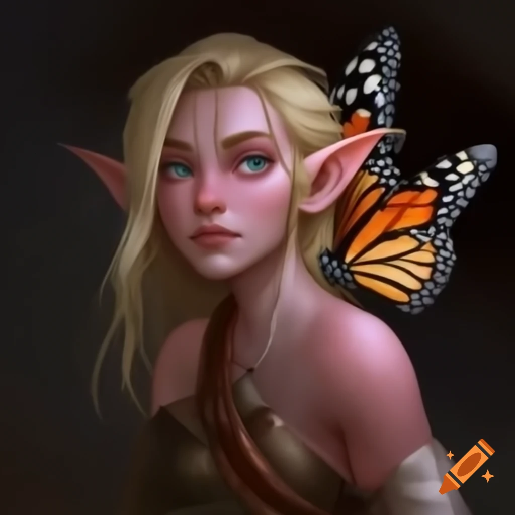 Male elf with butterfly wings and barbarian outfit on Craiyon