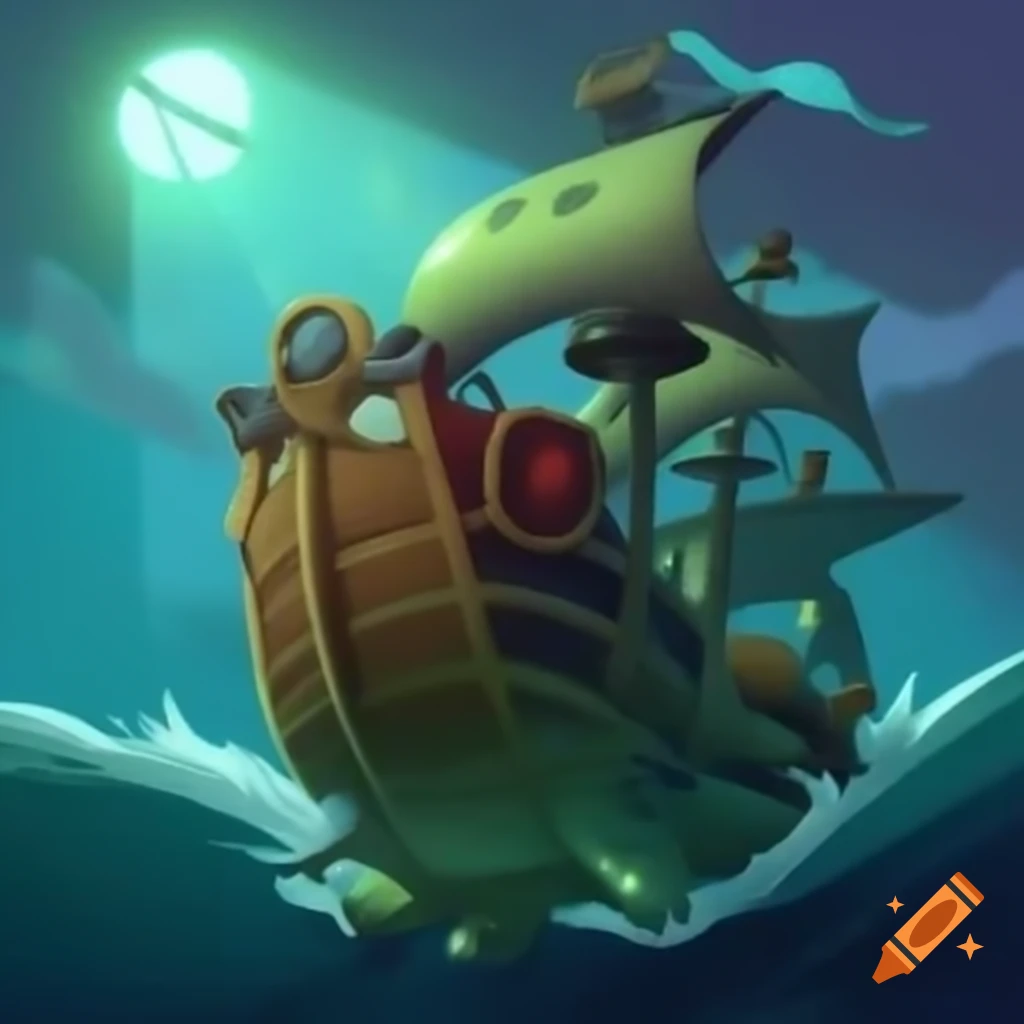 Hybrid of pirate toad and pirate ship in a whimsical design on Craiyon