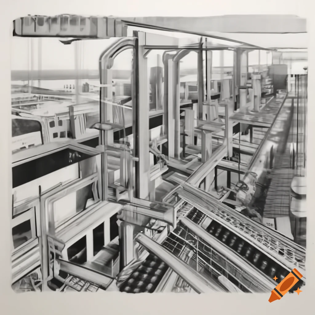 Artistic digital illustration of an industrial engineer designing with ...