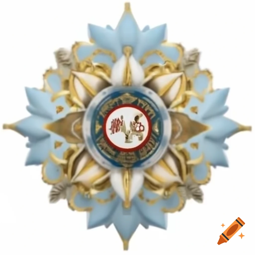 Emblem design featuring white lotus with golden/silver halo and Greek ...