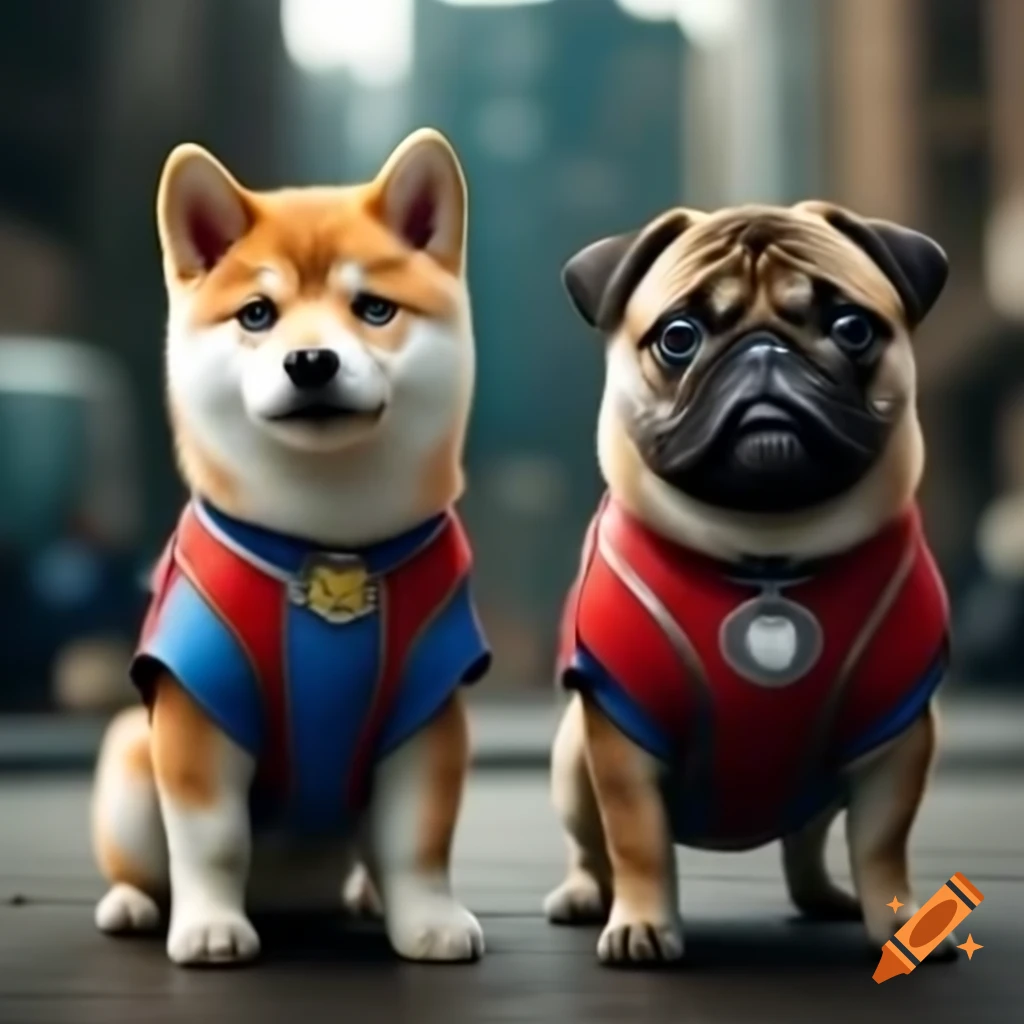 Shiba Inu and Pug dressed as Marvel superheroes, ready to save the ...