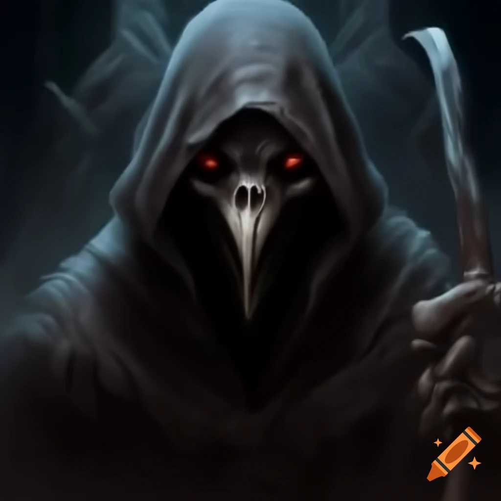 Ghostly revenant reaper holding a raptor skull on Craiyon