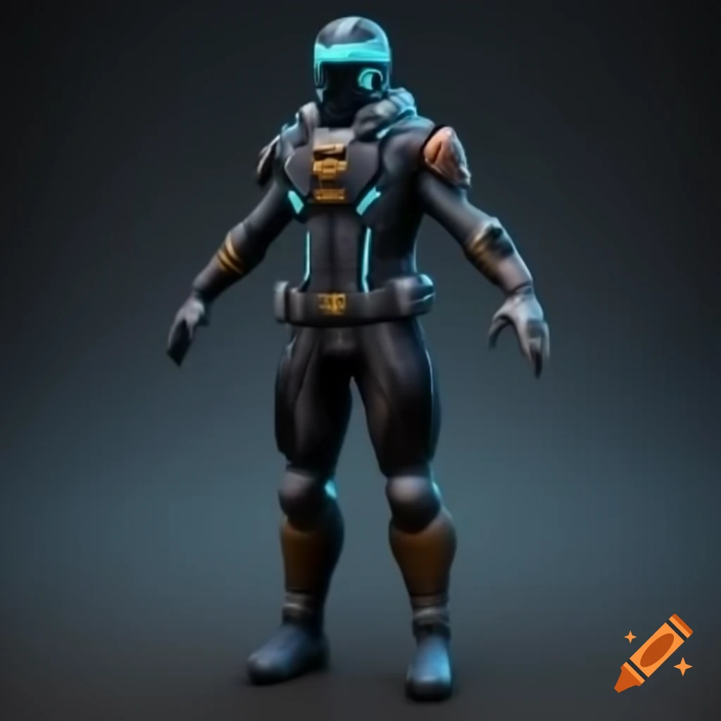 Low poly sci-fi cyberpunk style ranger on Craiyon
