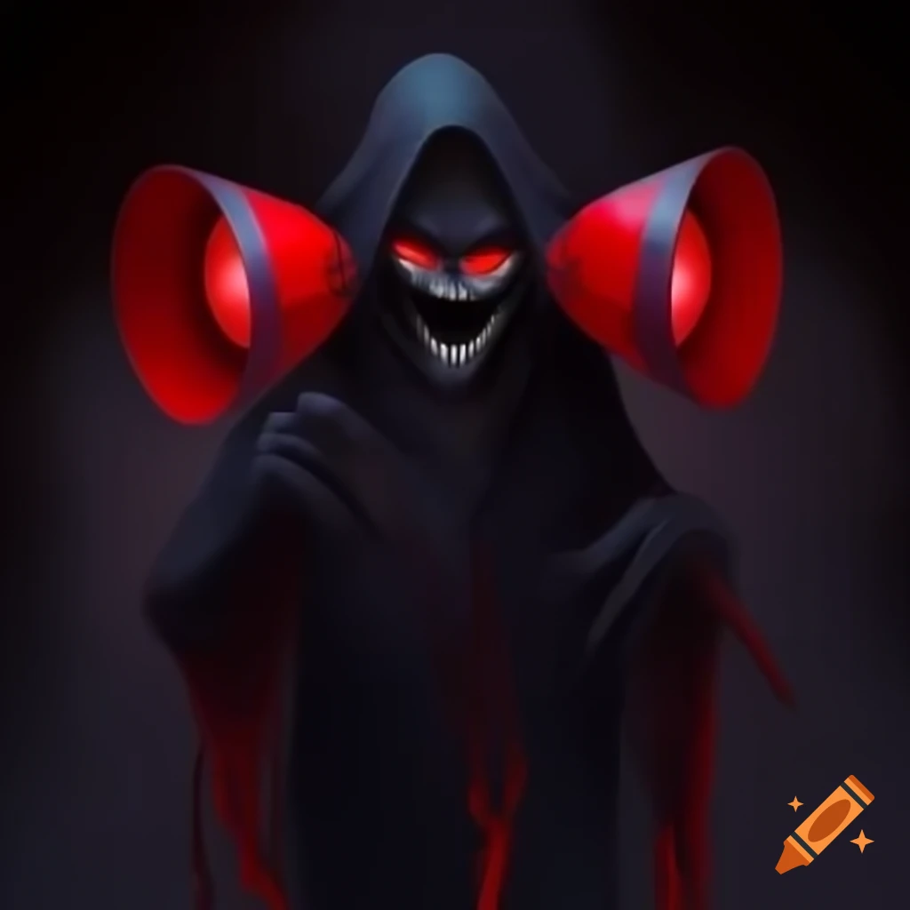 Dark horror character with red eyes and diabolical smile in 2D cartoon ...