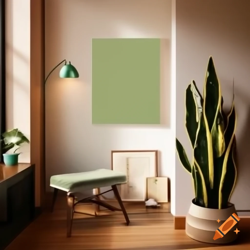 Interior design featuring natural lighting, earthy tones with sage ...