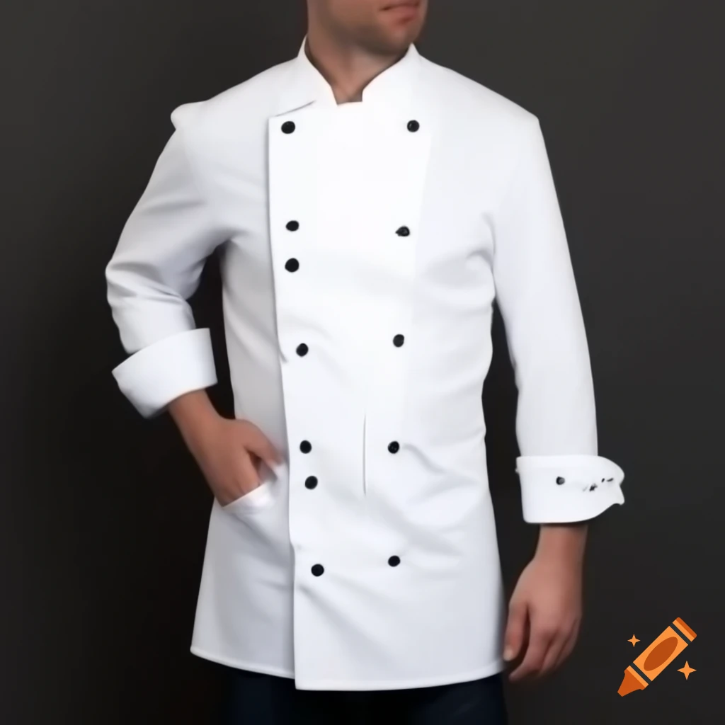 Unique design concept for a white chef's coat featuring intricate ...