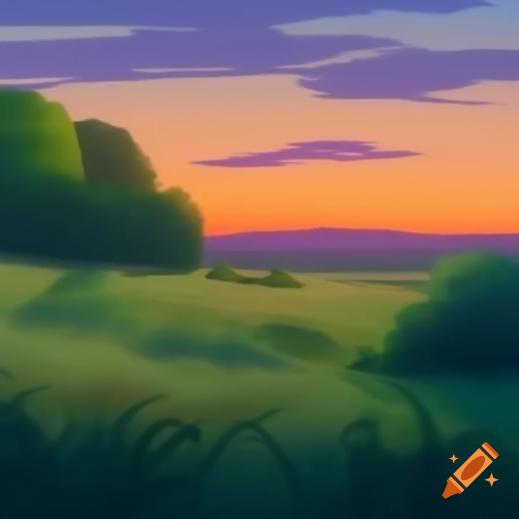 Serene sunset over a calm nature landscape on Craiyon