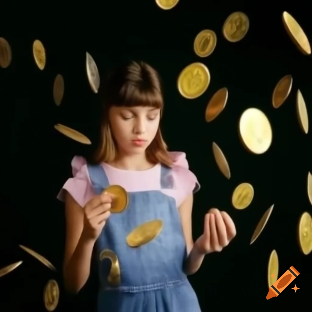 Girl using Pi cryptocurrency on a digital device on Craiyon