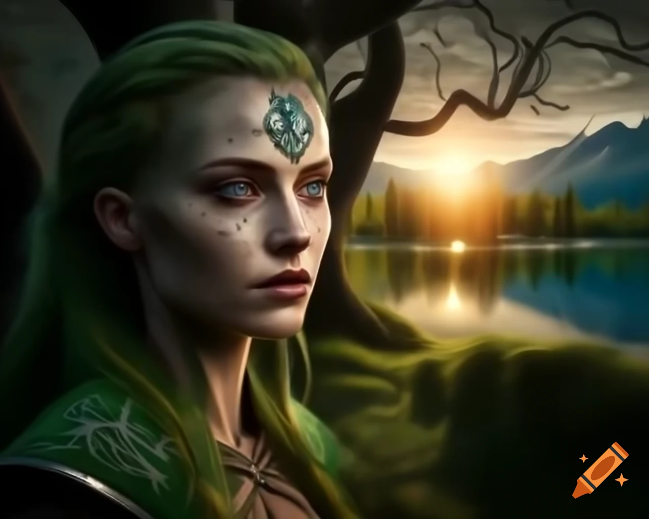 Hyper realistic depiction of Norse/Celtic woman in full body closeup on Craiyon