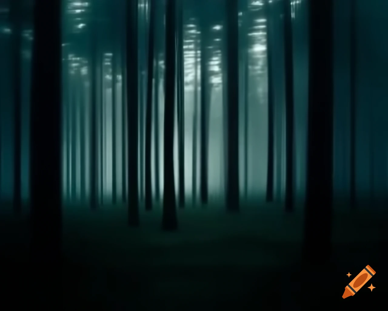 Dense dark forest with moving shadows and mist, cinematic horror ...