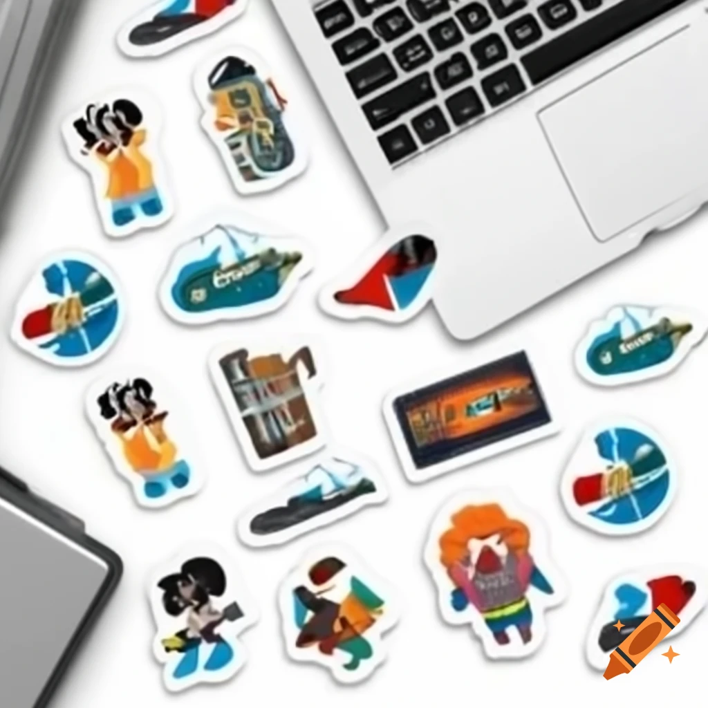 Colorful hacker-themed stickers for laptops on Craiyon
