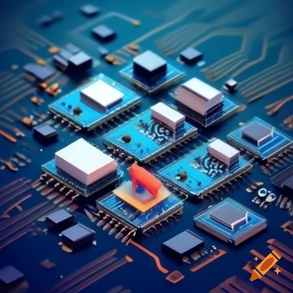 Embedded systems engineer working on circuit boards and microcontrollers, digital art on Craiyon