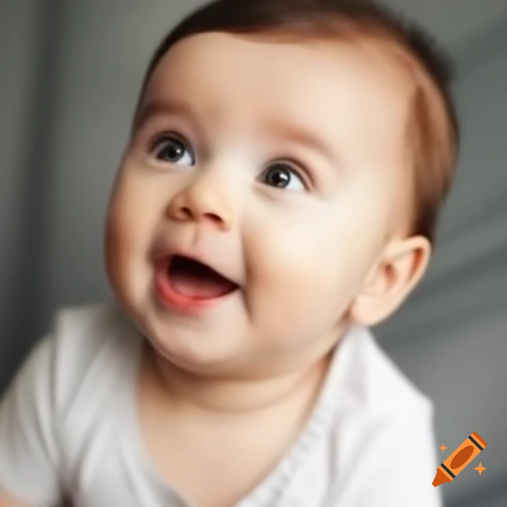 Smiling 3-month-old baby boy engaging and playful on Craiyon