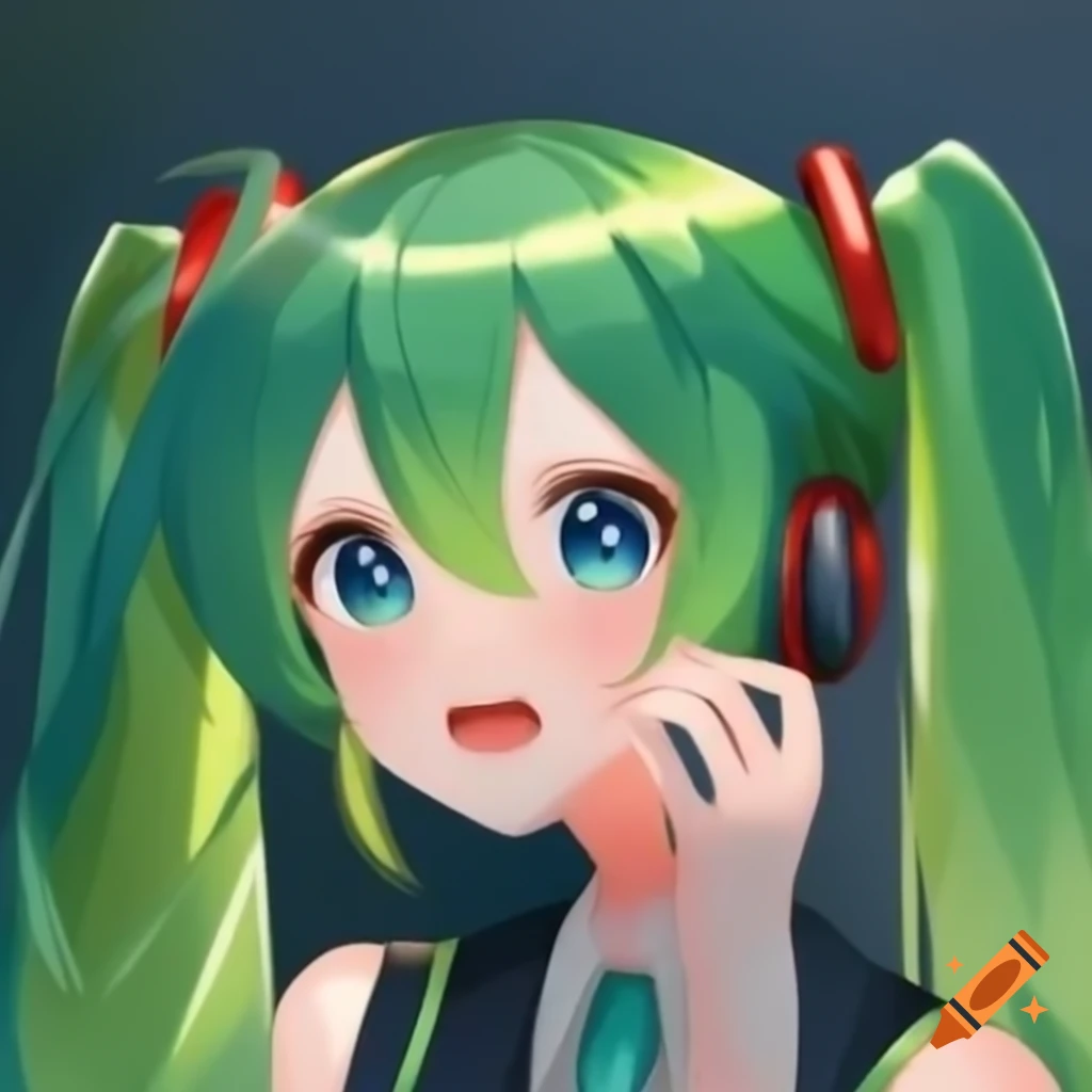 Hatsune Miku character with leeks as pigtails on Craiyon