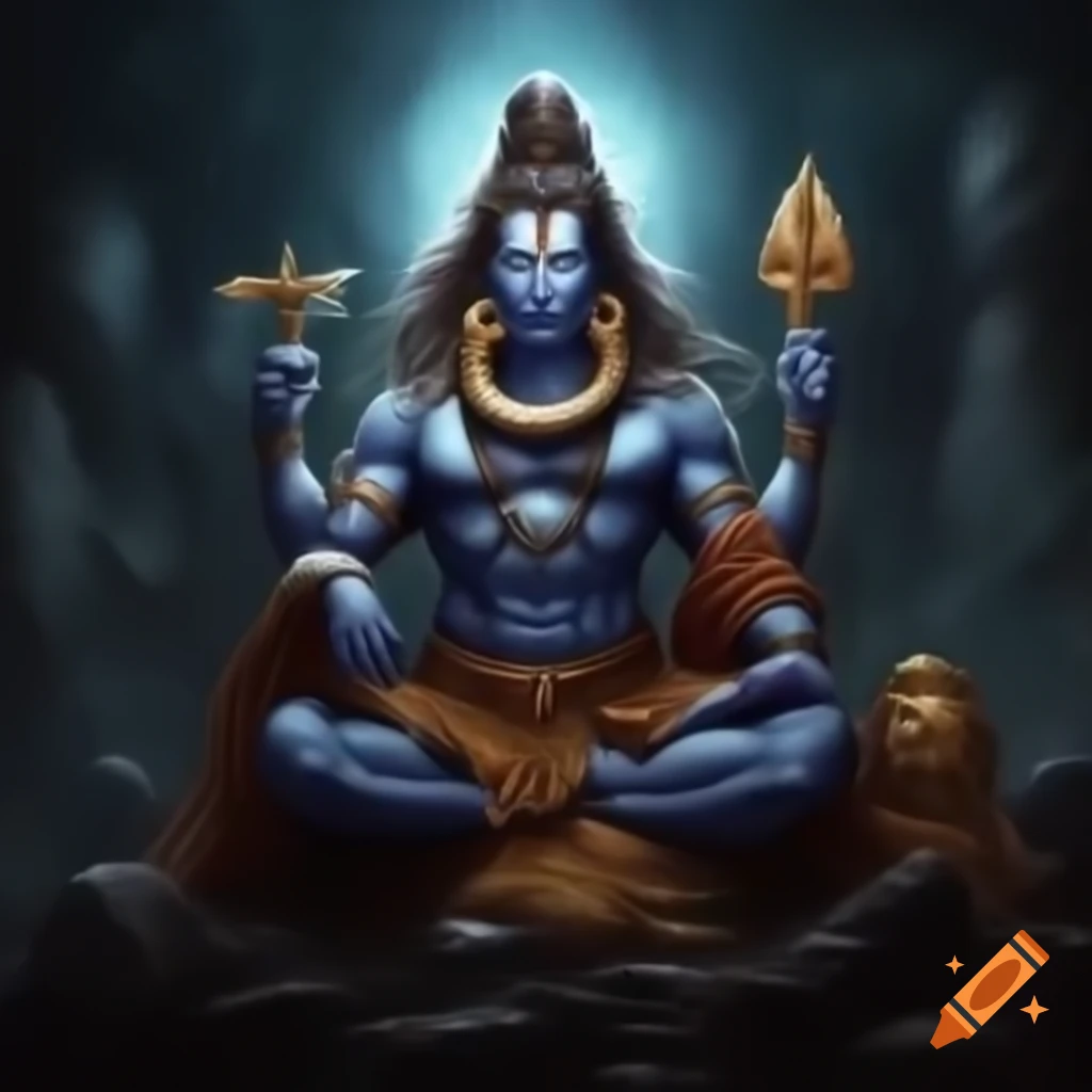 Lord Shiva, the Hindu deity, depicted in traditional iconography on Craiyon