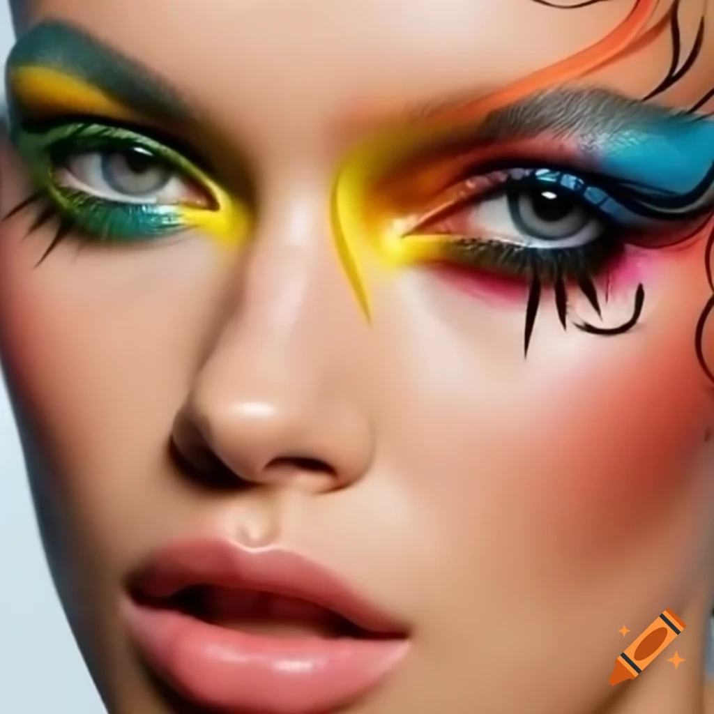 Closeup of supermodel's eyes with dramatic eyelashes and smokey makeup ...