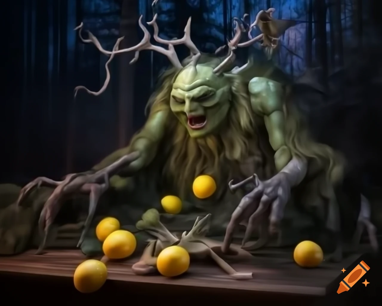 Hyper-realistic close-up of a mutant lemon fruit monster from Omega ...