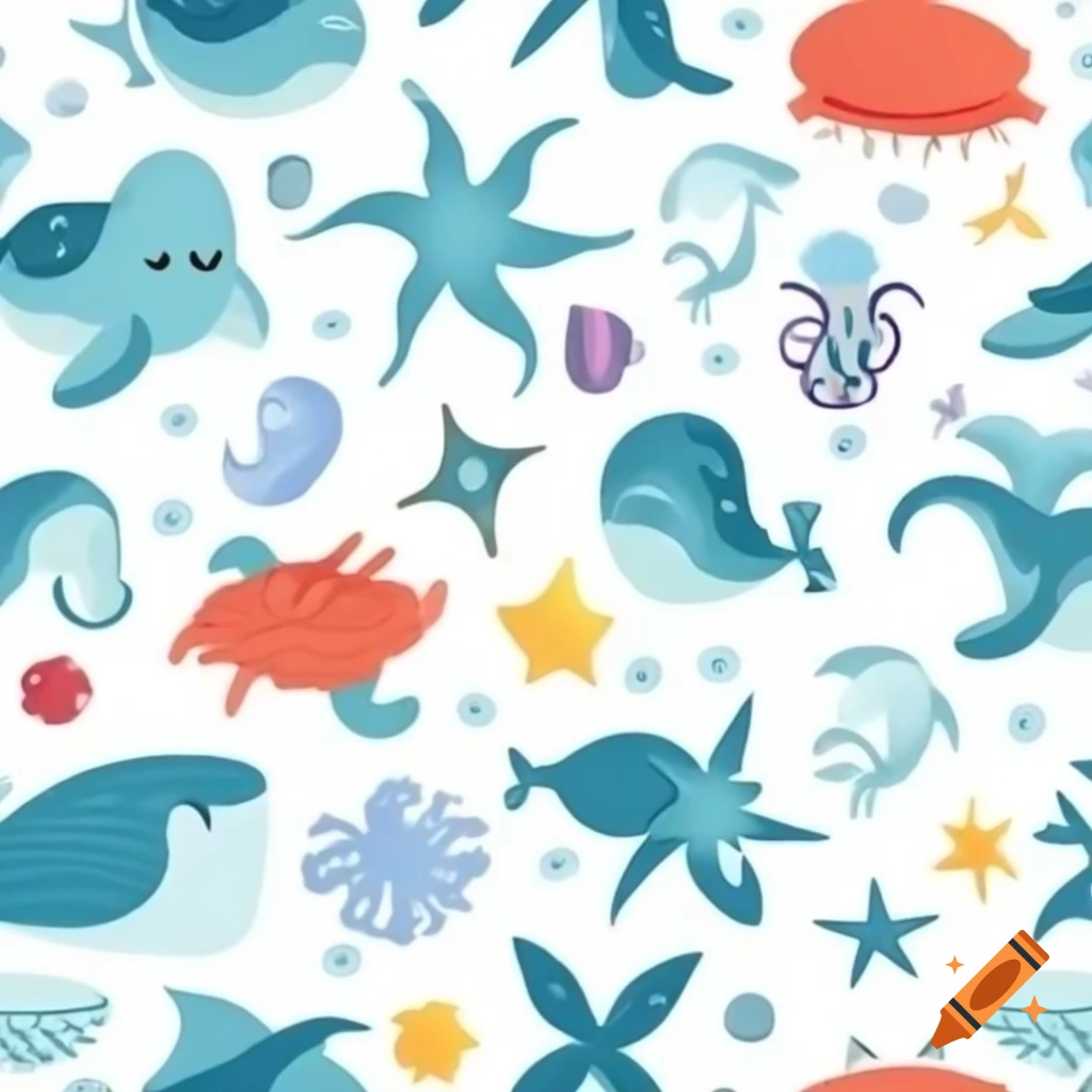Seamless pattern of playful sea creatures in child-friendly ...