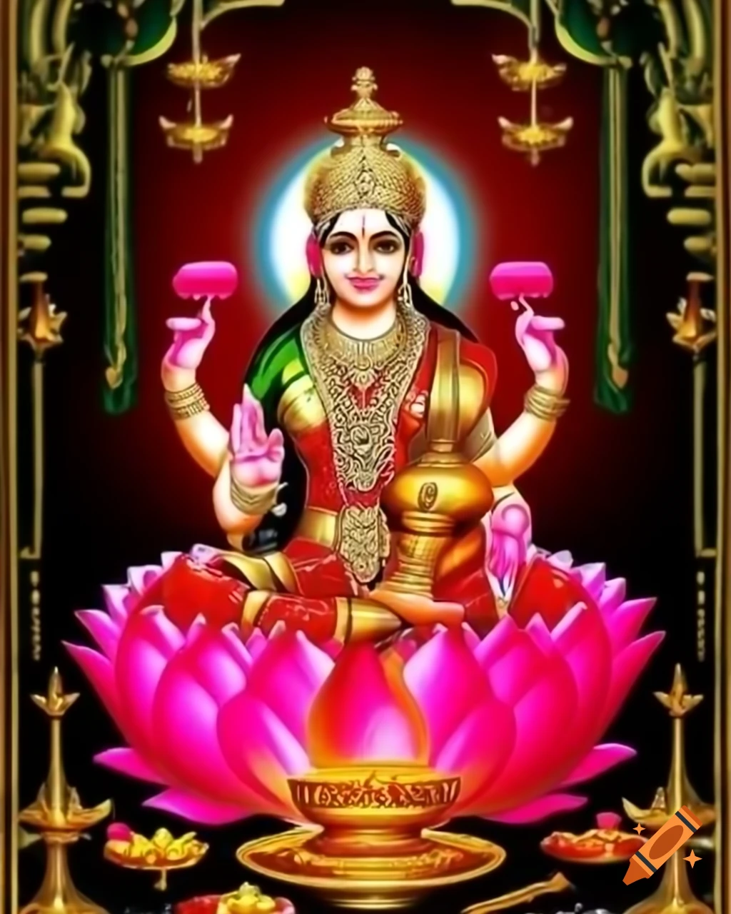 Hindu goddess Lakshmi deity representing wealth and prosperity on Craiyon