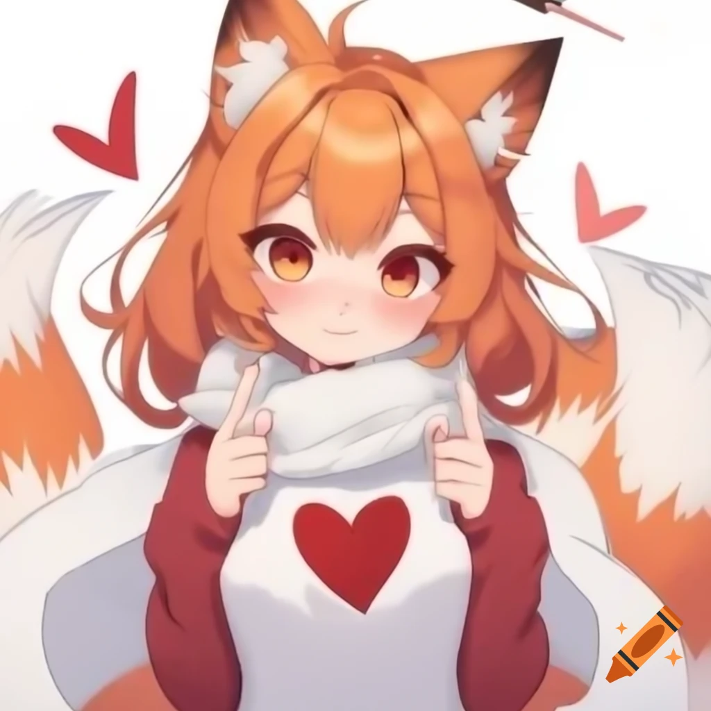 Anime-style female fox character winking playfully on Craiyon
