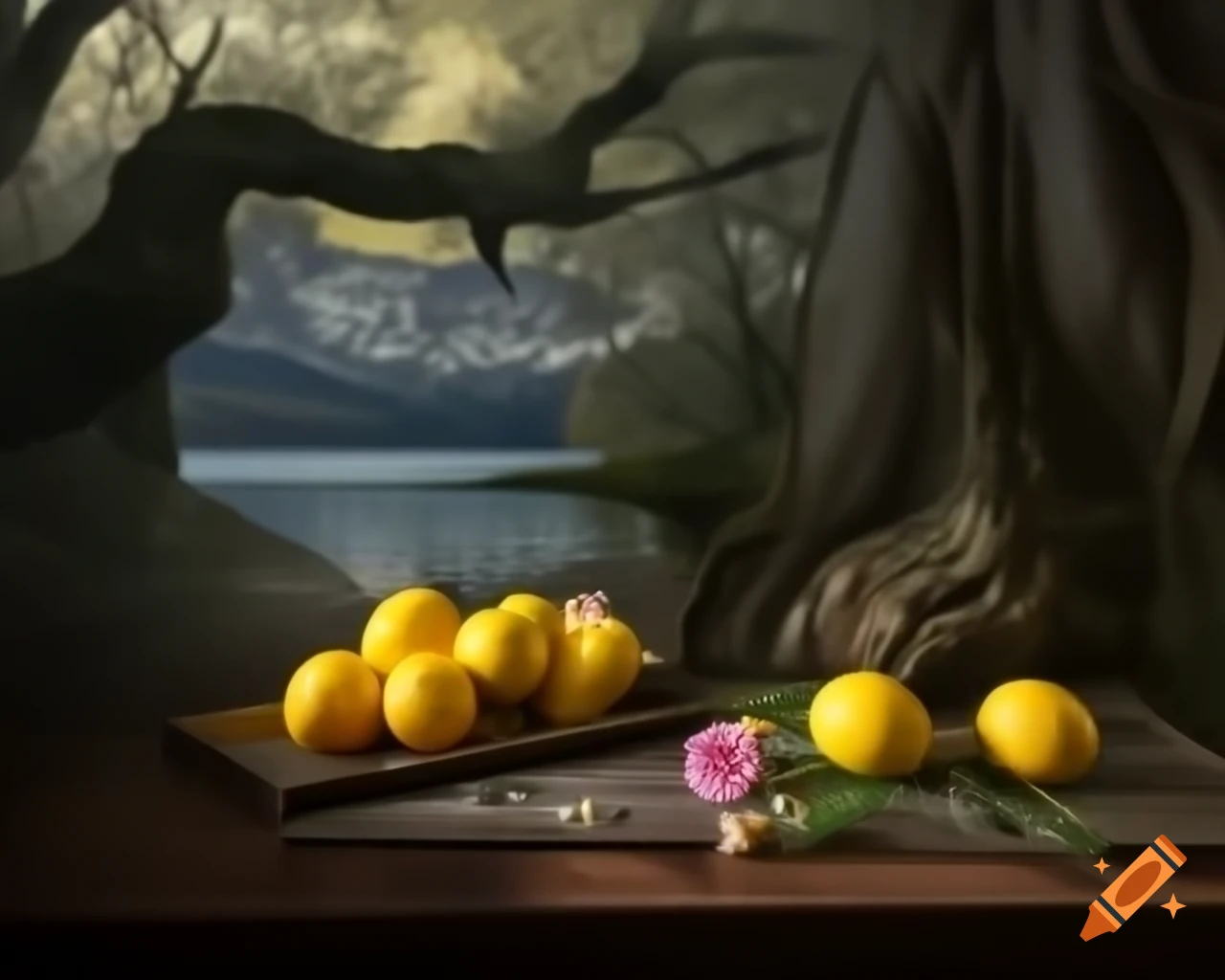 Hyper-realistic mutant lemon fruit tree monster closeup on Craiyon