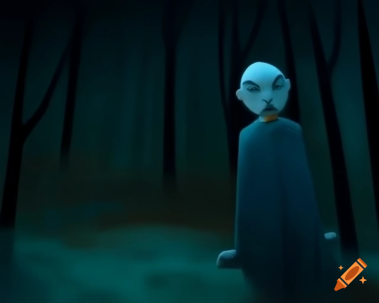 Intricate paper scenery with stern figure in dramatic composition on ...