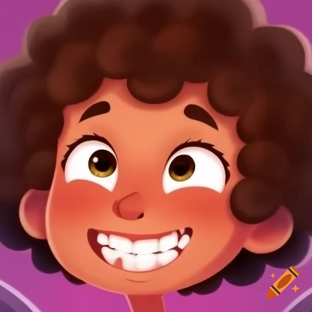 Smiling child with curly hair, Pixar style on Craiyon