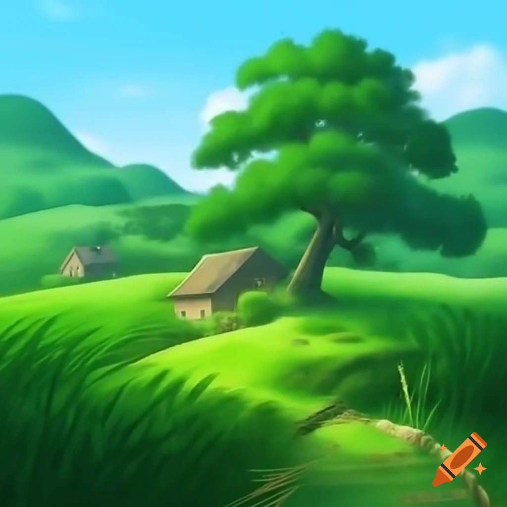 Majestic Oak tree and Bamboo shoot in peaceful village garden ...