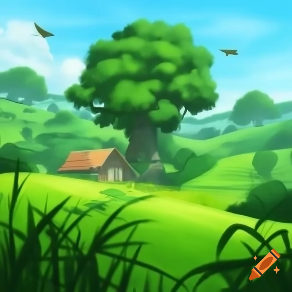 Majestic Oak tree and Bamboo shoot in peaceful village garden ...