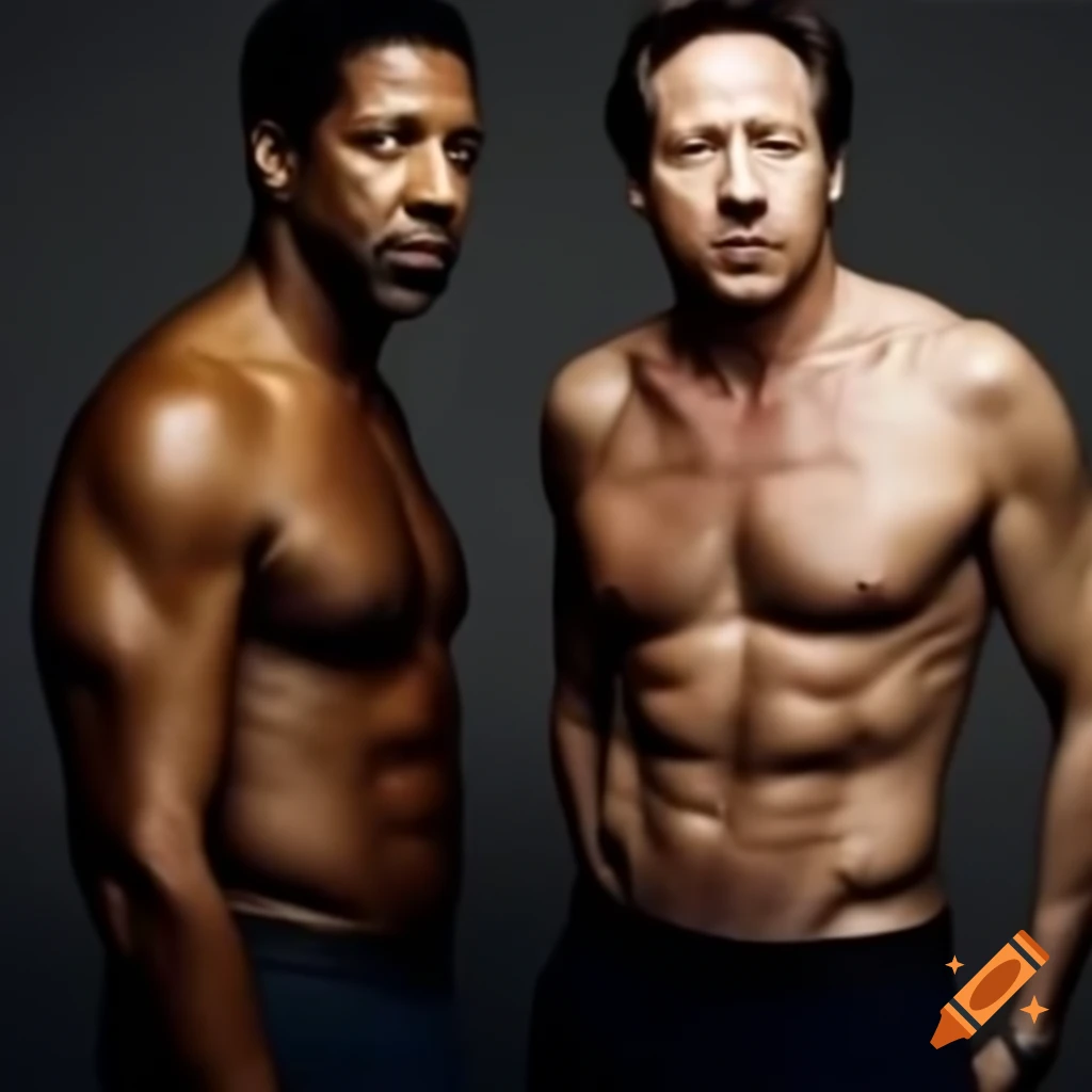 Denzel Washington and David Duchovny showcasing their muscular ...