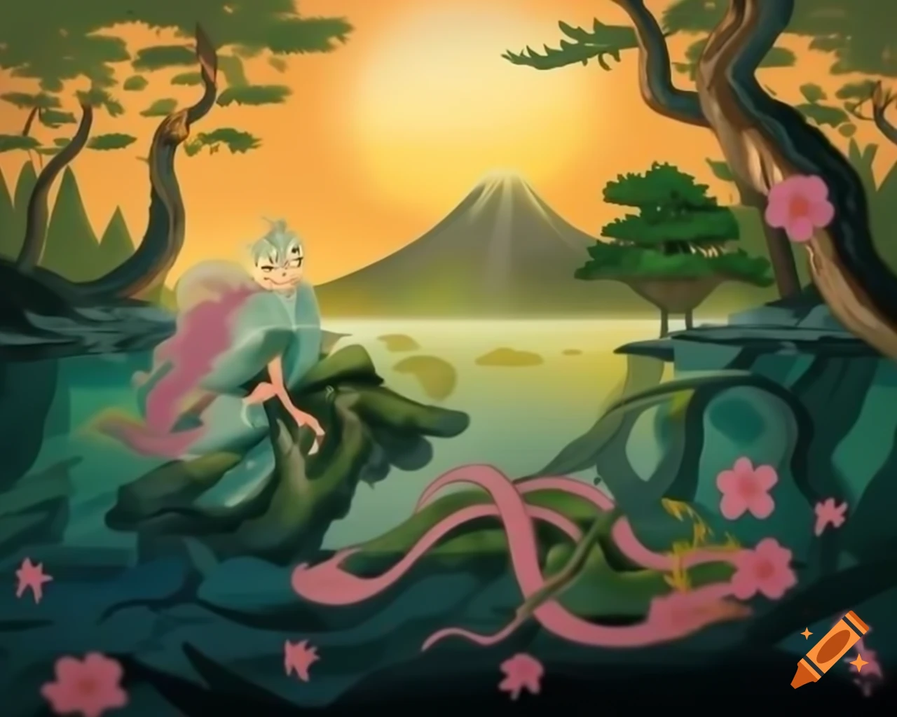 Tree monster created from tree bark in hyper-realistic micro ...