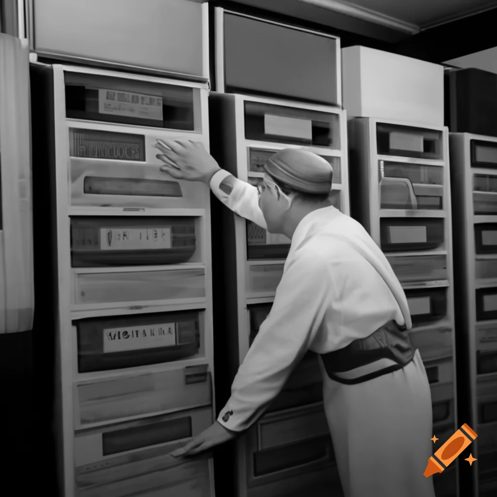 Pre-computer era scene showcasing technology prior to 1940 on Craiyon