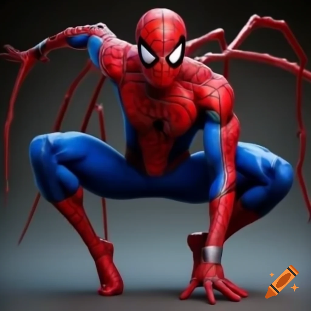 Realistic Spider-Man with dynamic, elongated limbs for exaggerated ...