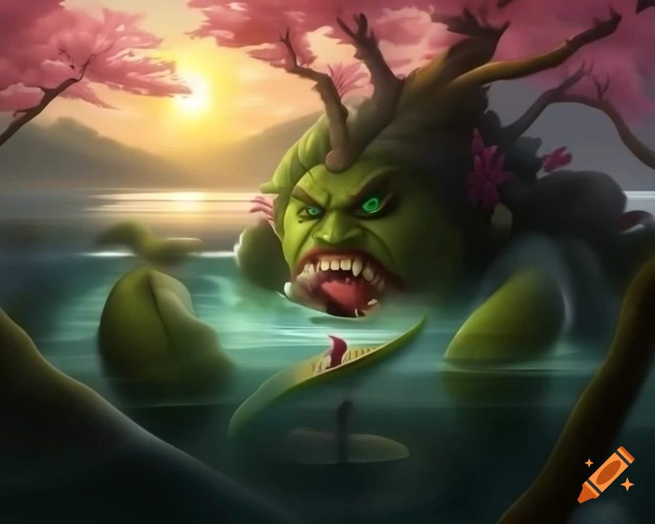 Tree monster crafted from bark in hyper-realistic micro photography on ...