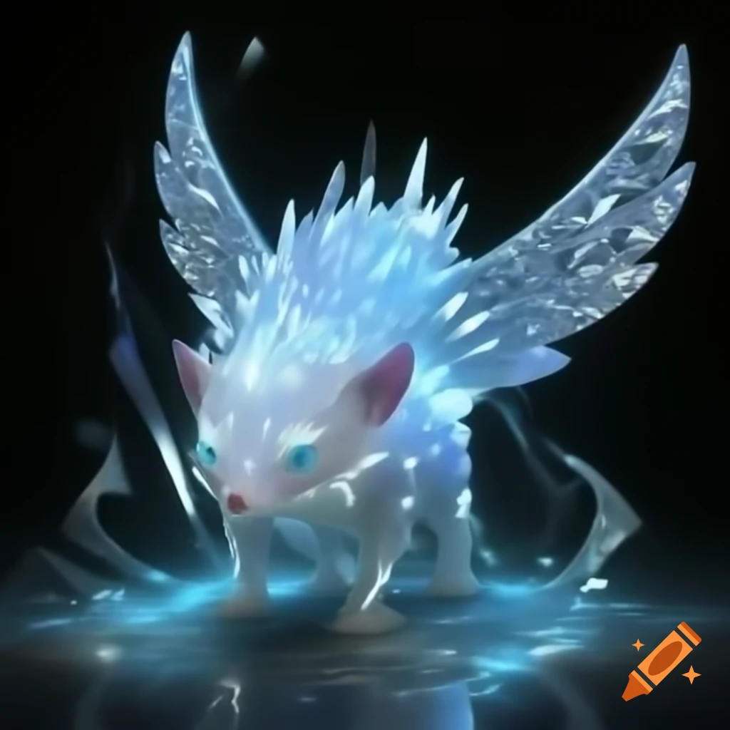 Phantom crystalline animal with diamond spikes and electric wings on ...