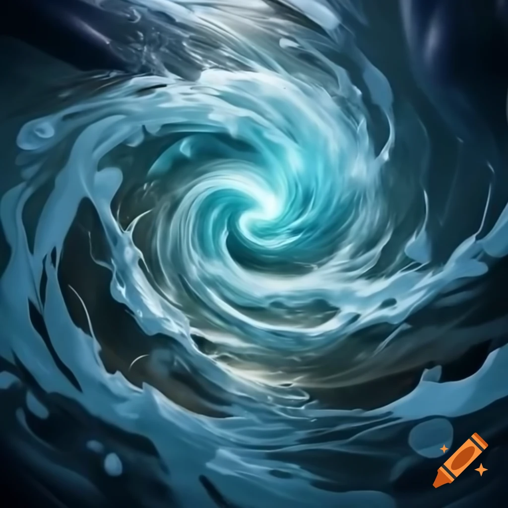 Swirling vortex of turbulent water with magical energy on Craiyon
