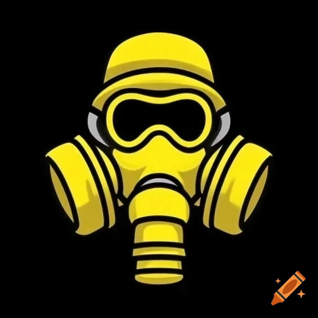 Cartoon logo featuring yellow gas mask and insects for pest control on ...