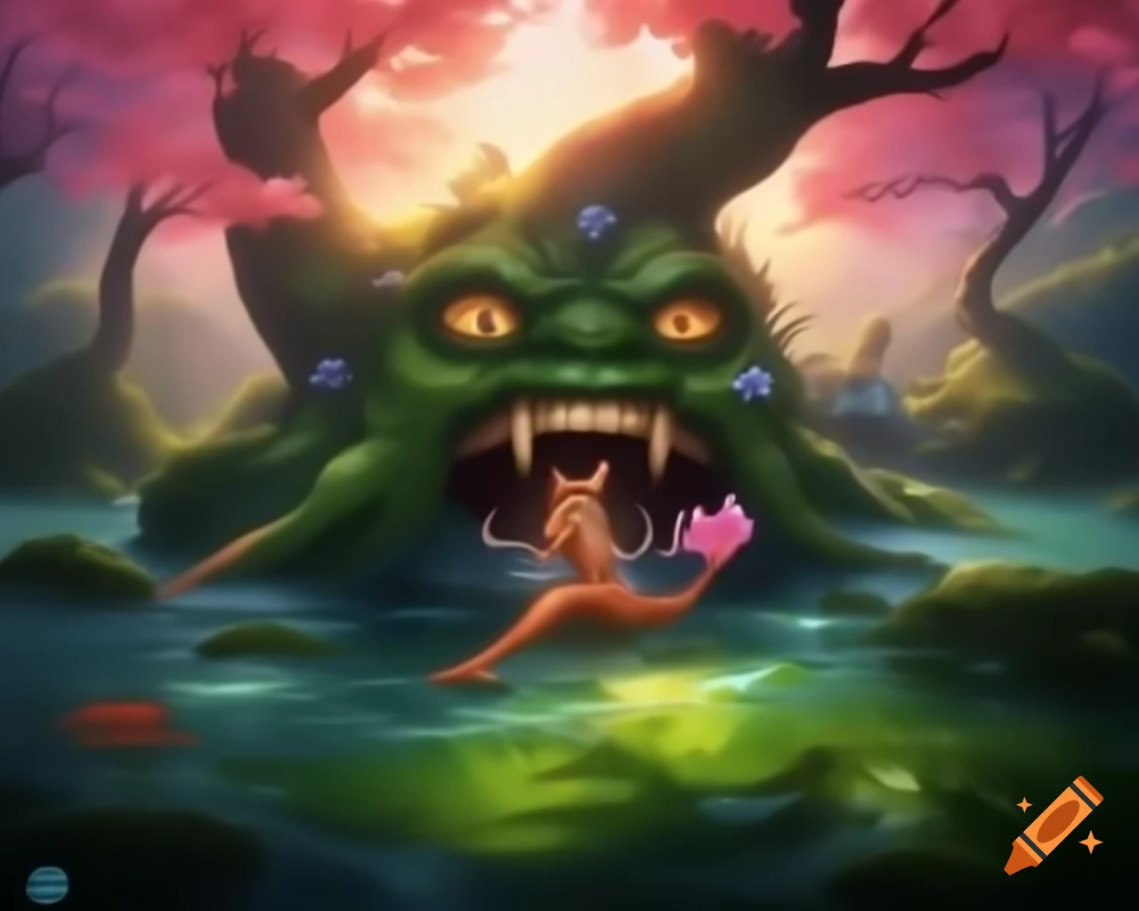 Tree monster crafted from bark in hyper-realistic micro photography on ...