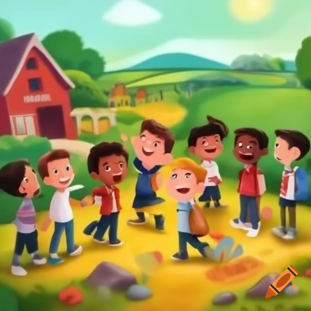 Community education volunteers meeting boy in vibrant rural setting on ...