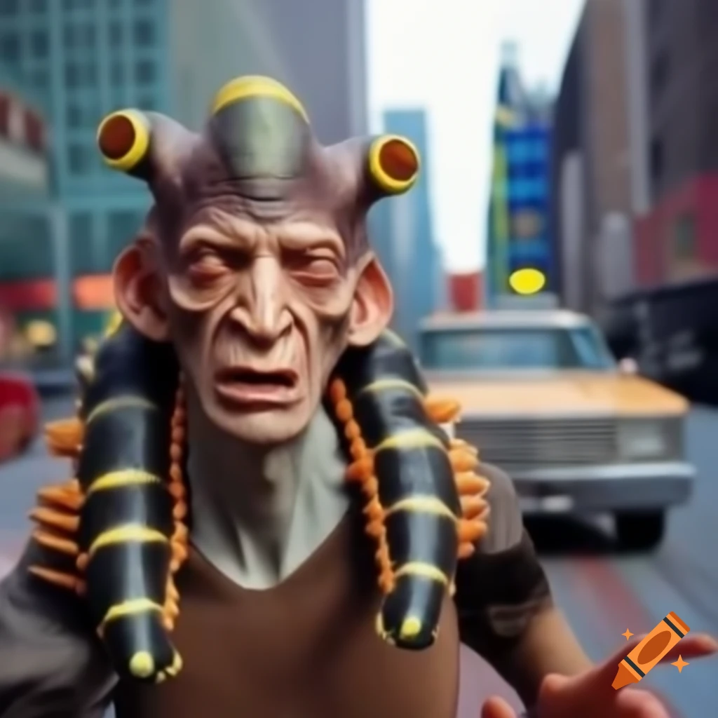 Realistic street interview with alien slug goblins in Martian city on ...