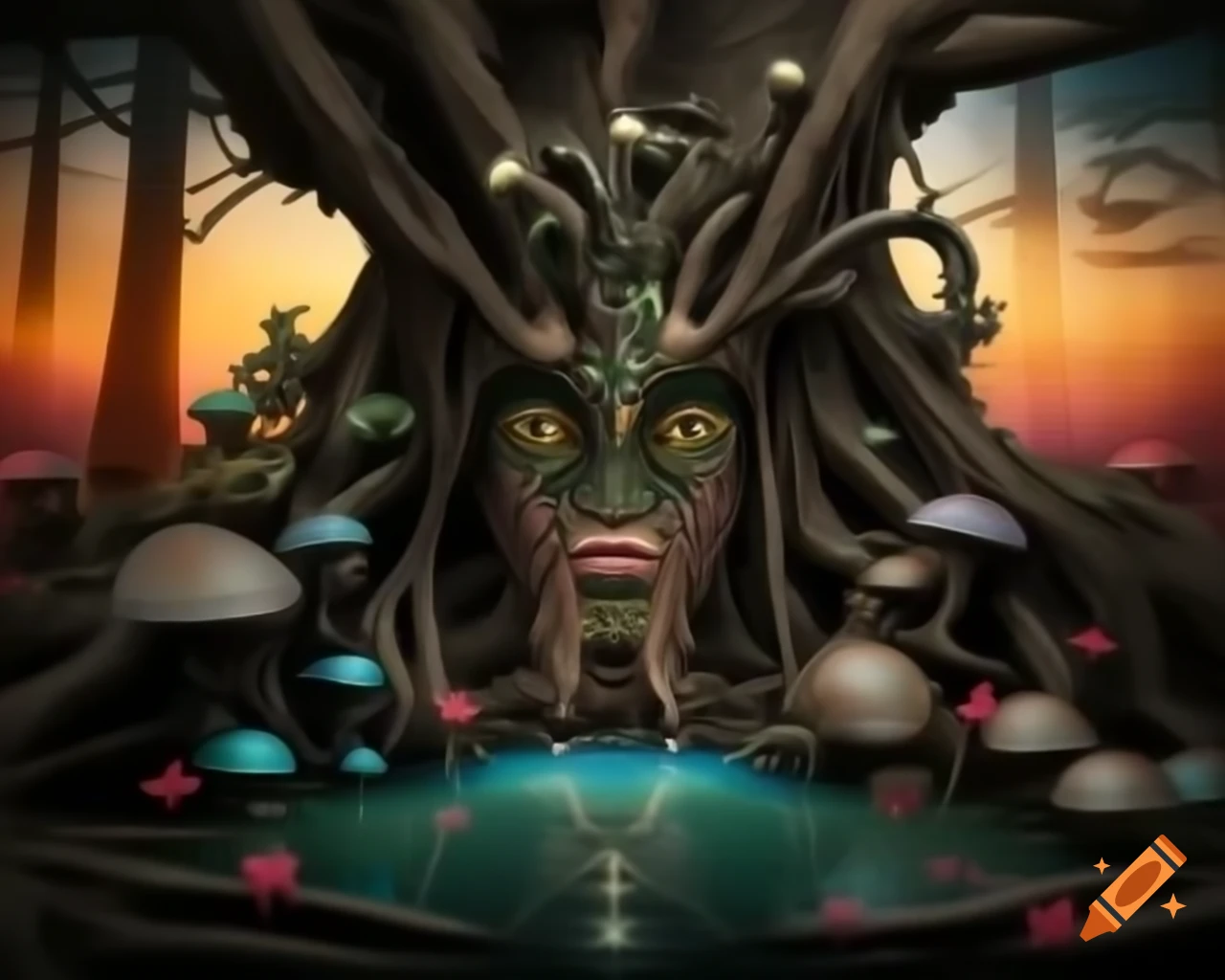 Hyper-realistic portrait of humanoid Tree Monster with tree bark and ...