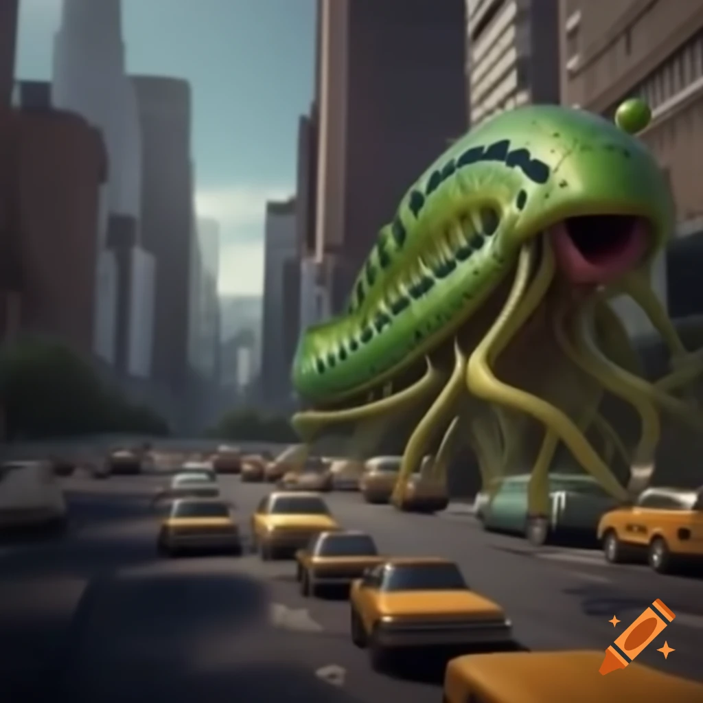 Realistic street interview with alien slug goblins in Martian city on ...