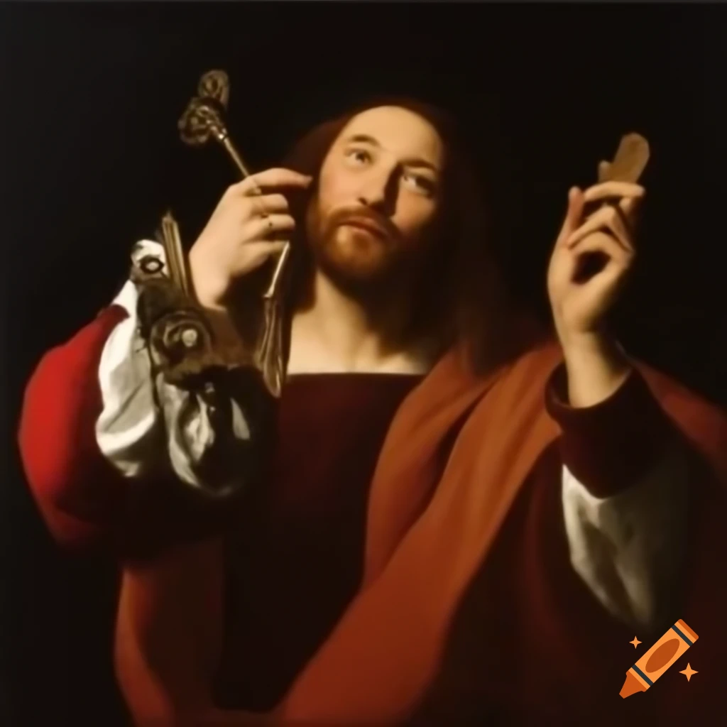 Saint Peter with multiple keys depicted in chiaroscuro Renaissance ...