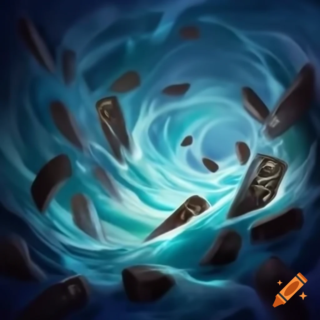 Turbulent magical whirlpool with mystic runes on Craiyon