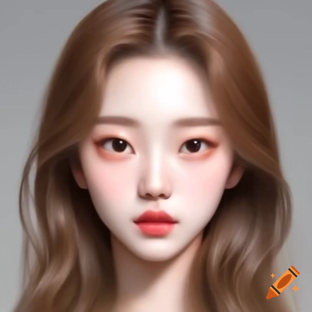 Beautiful Korean female with clear complexion and long wavy hair on Craiyon