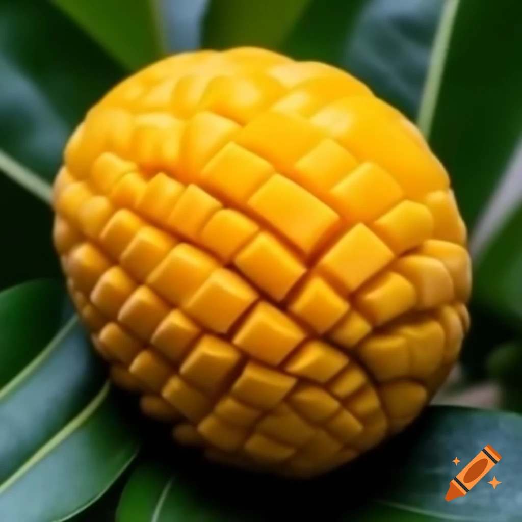 Aesthetically placed mango showcasing its vibrant colors on Craiyon