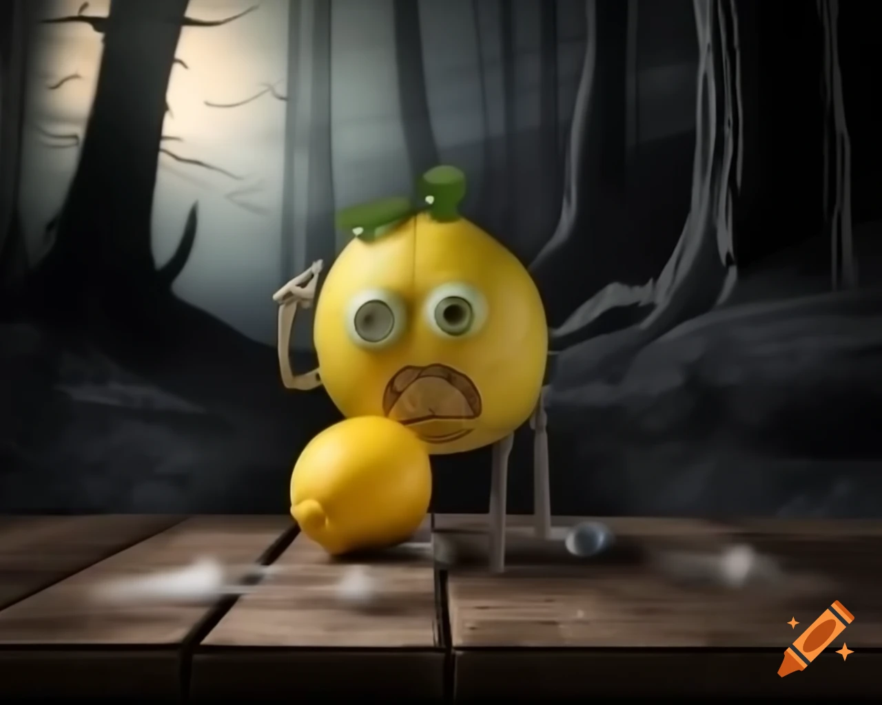Surreal one-eyed mutant lemon fruit monster, hyper-realistic and ...